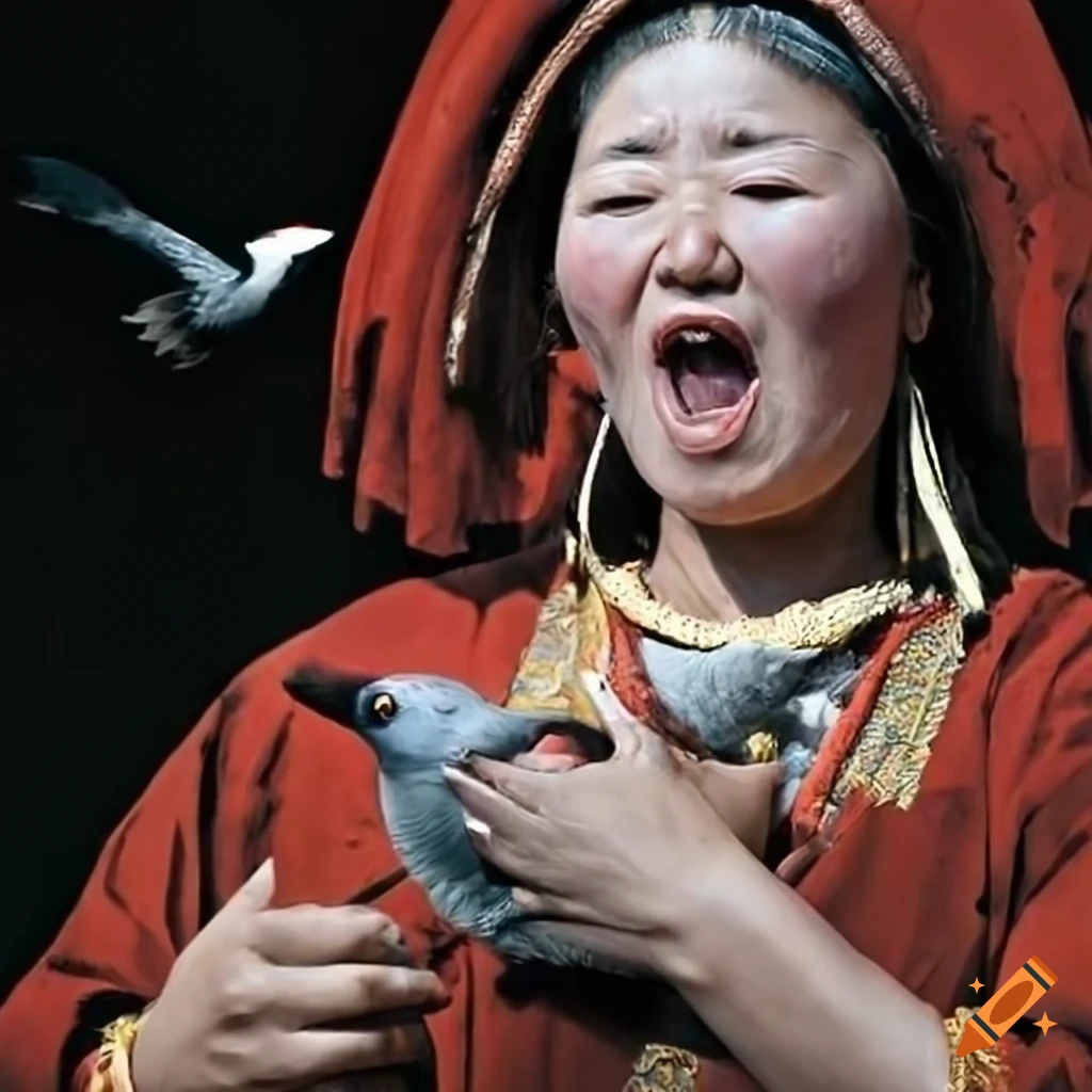 Altai woman performing throat singing on Craiyon