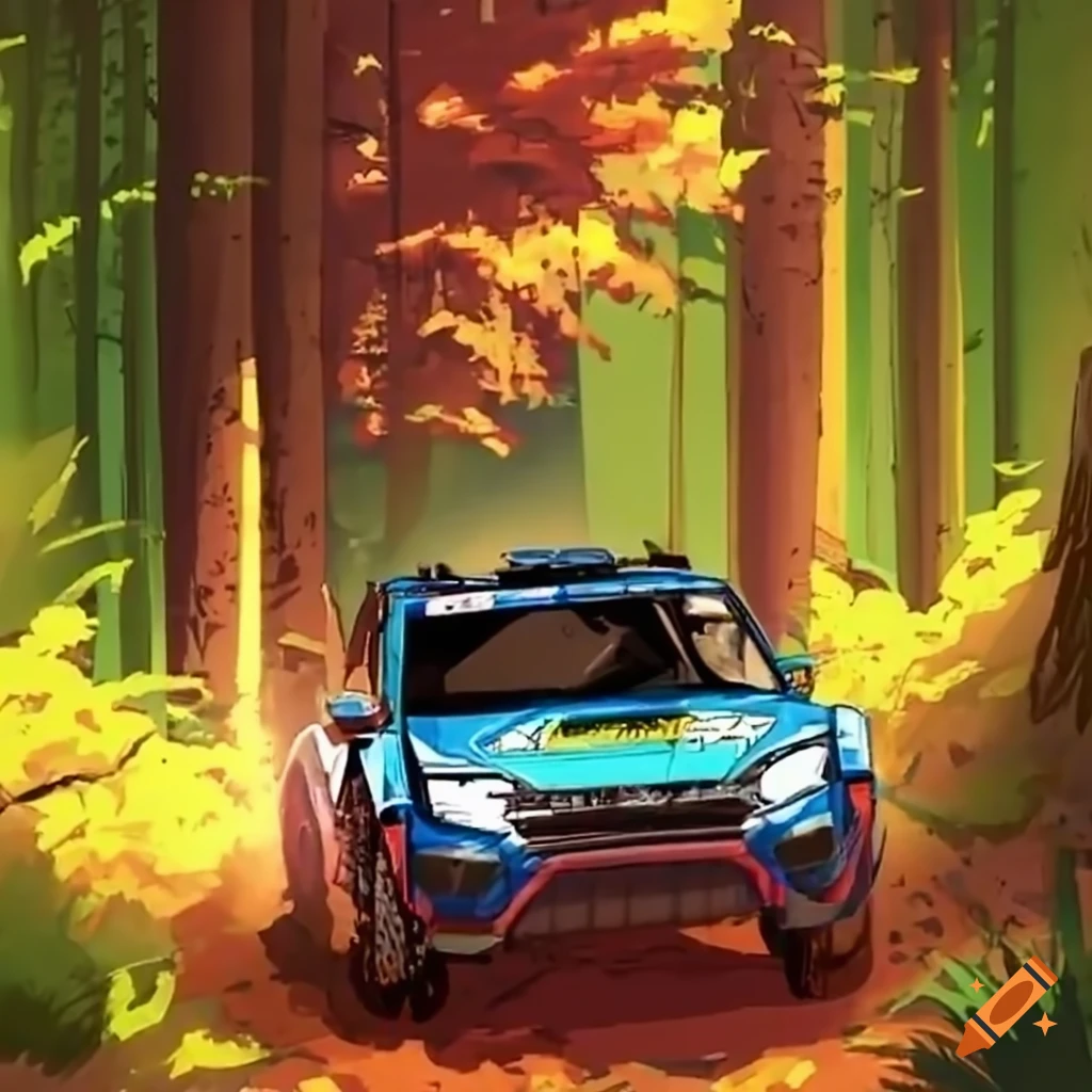 Off road rally race in the forest