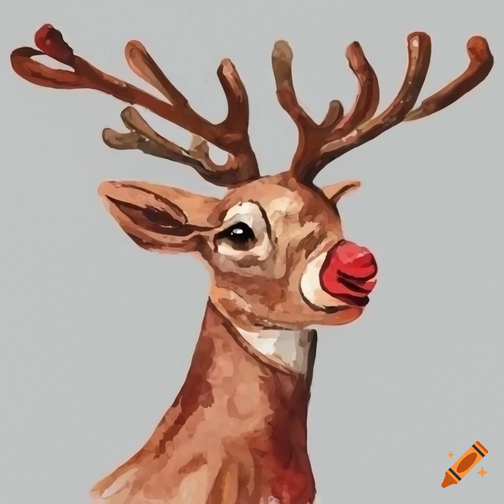 Watercolor illustration of a christmas reindeer