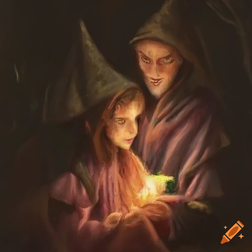 Pastel painting of wizards in the forest on Craiyon