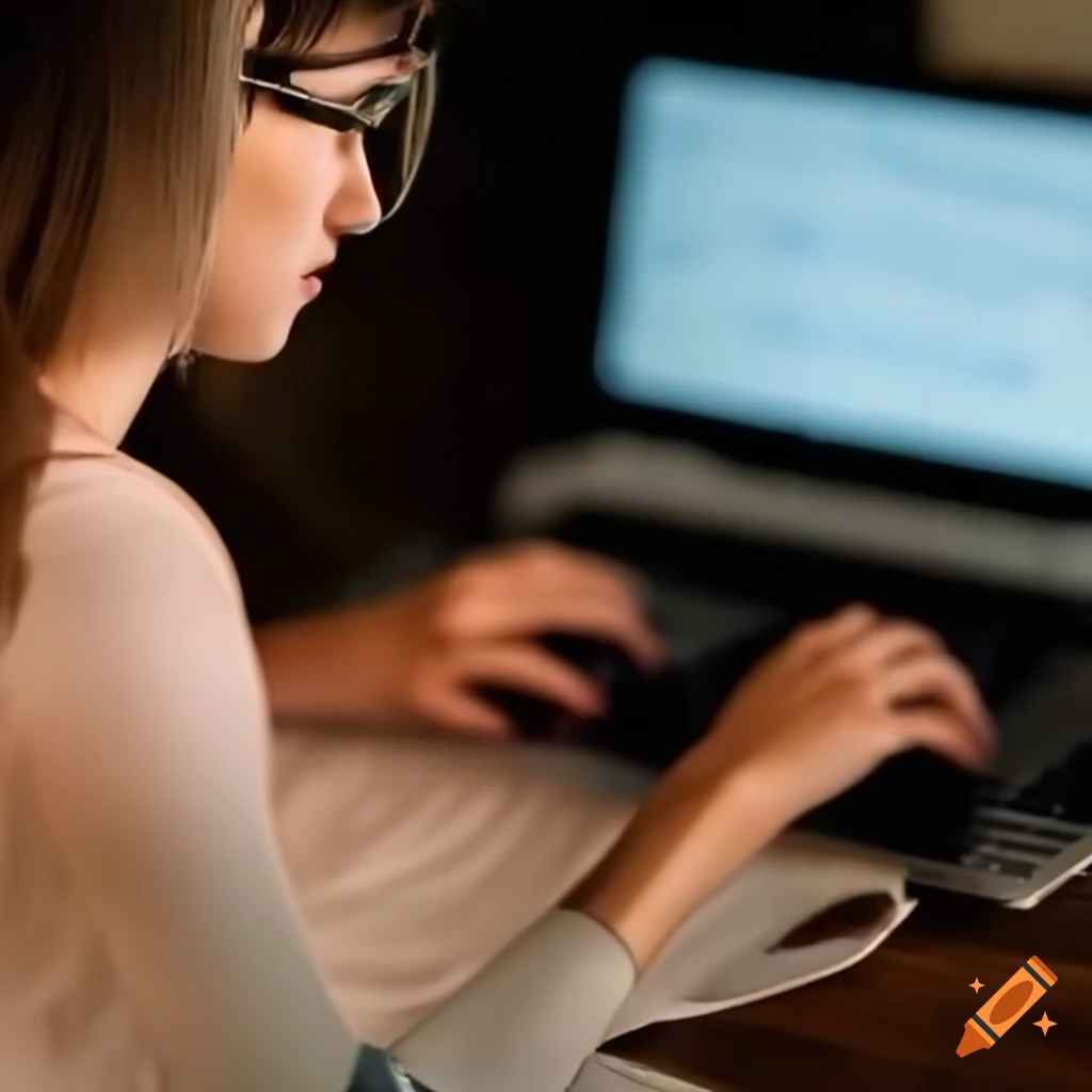 Girl coding on laptop