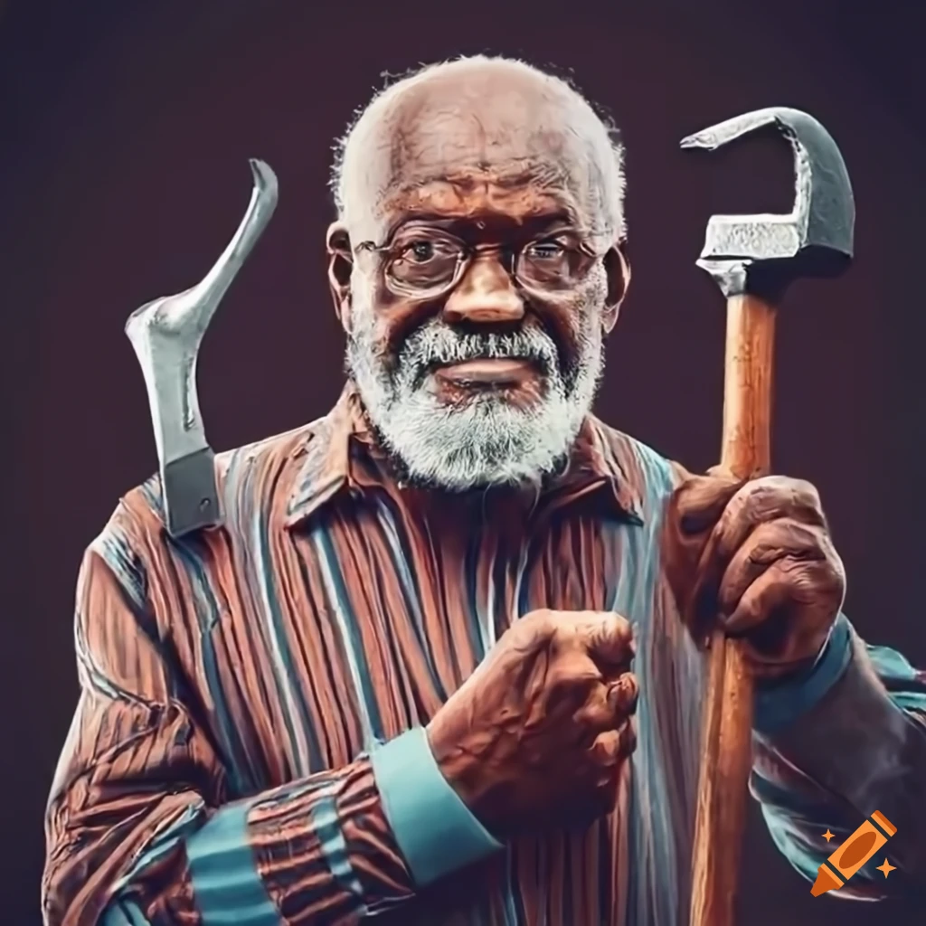 Elderly man with tools in hands on Craiyon