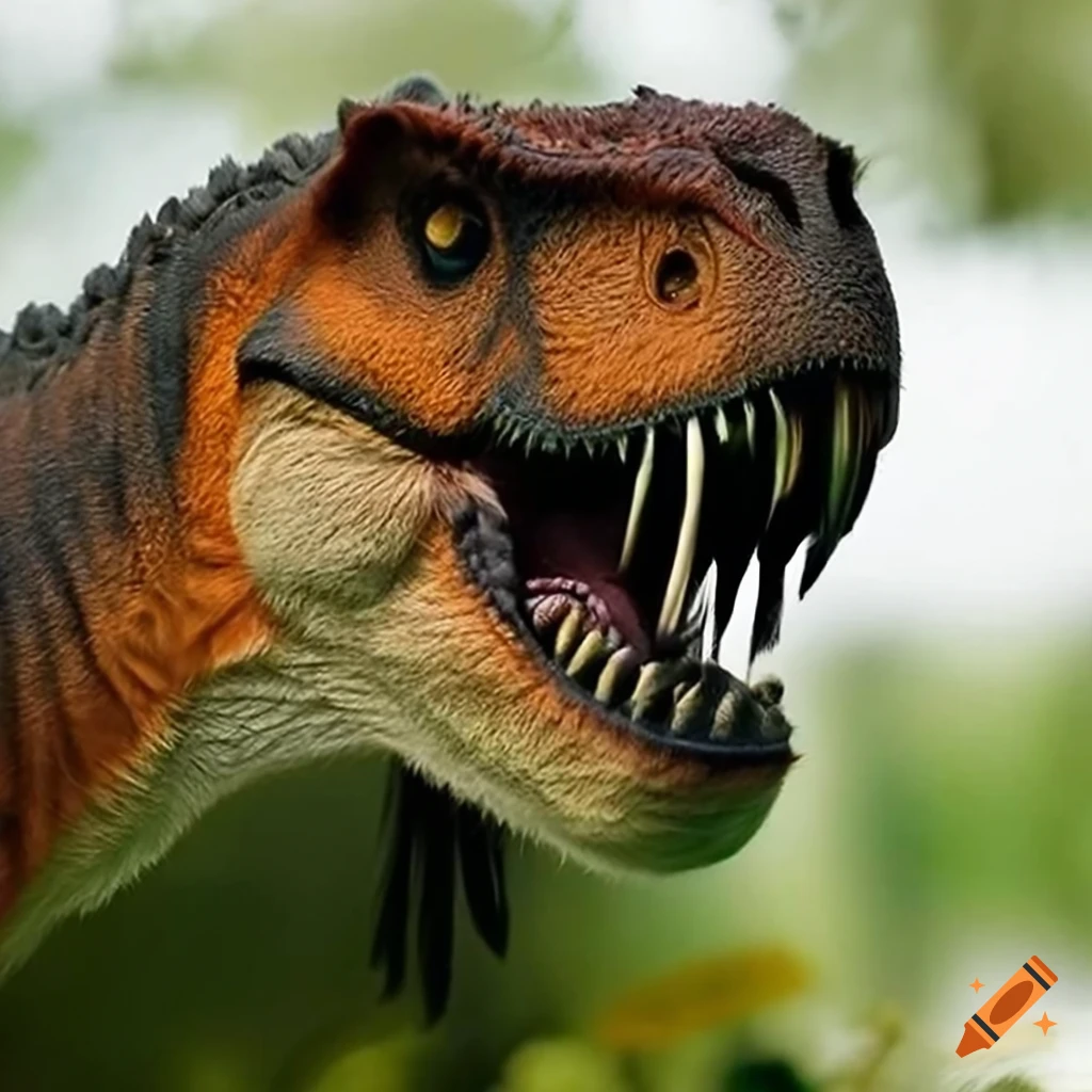 Digital artwork of a determined t-rex and fox hybrid on Craiyon