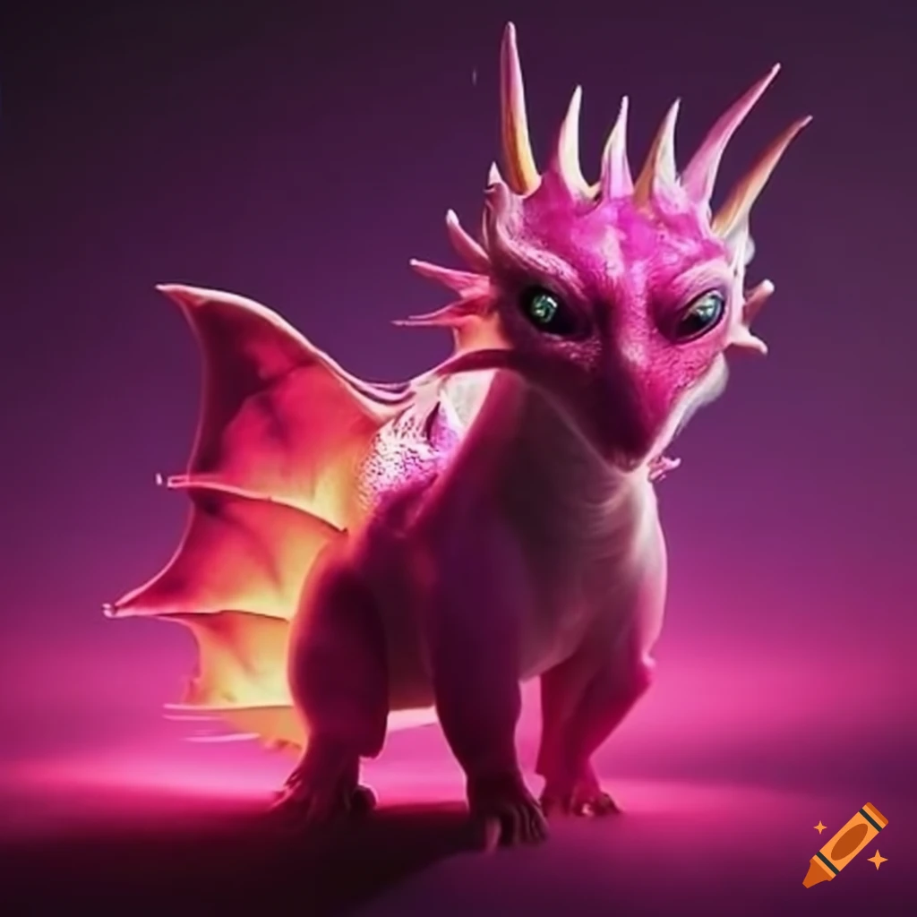 Cute dragon with pink hair on Craiyon