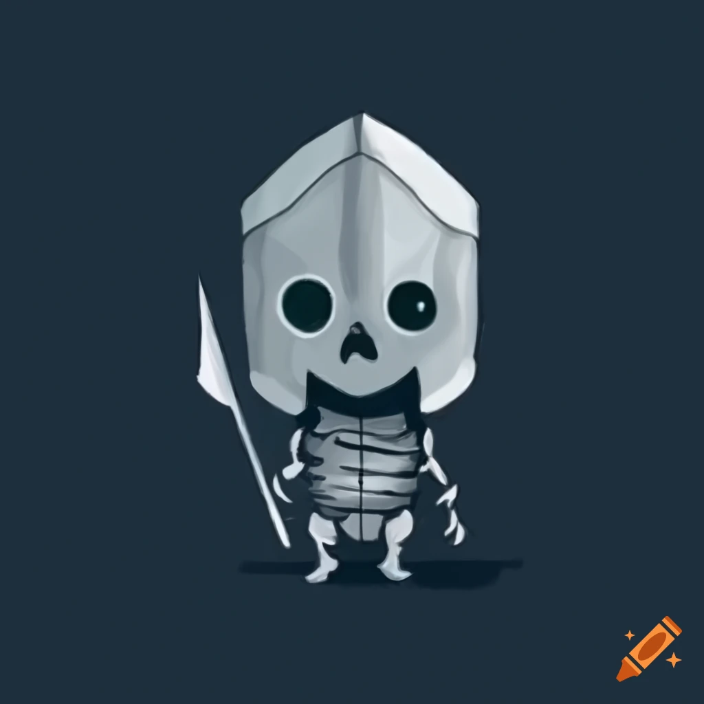 Minimalist logo of a cute skeleton knight for youtube