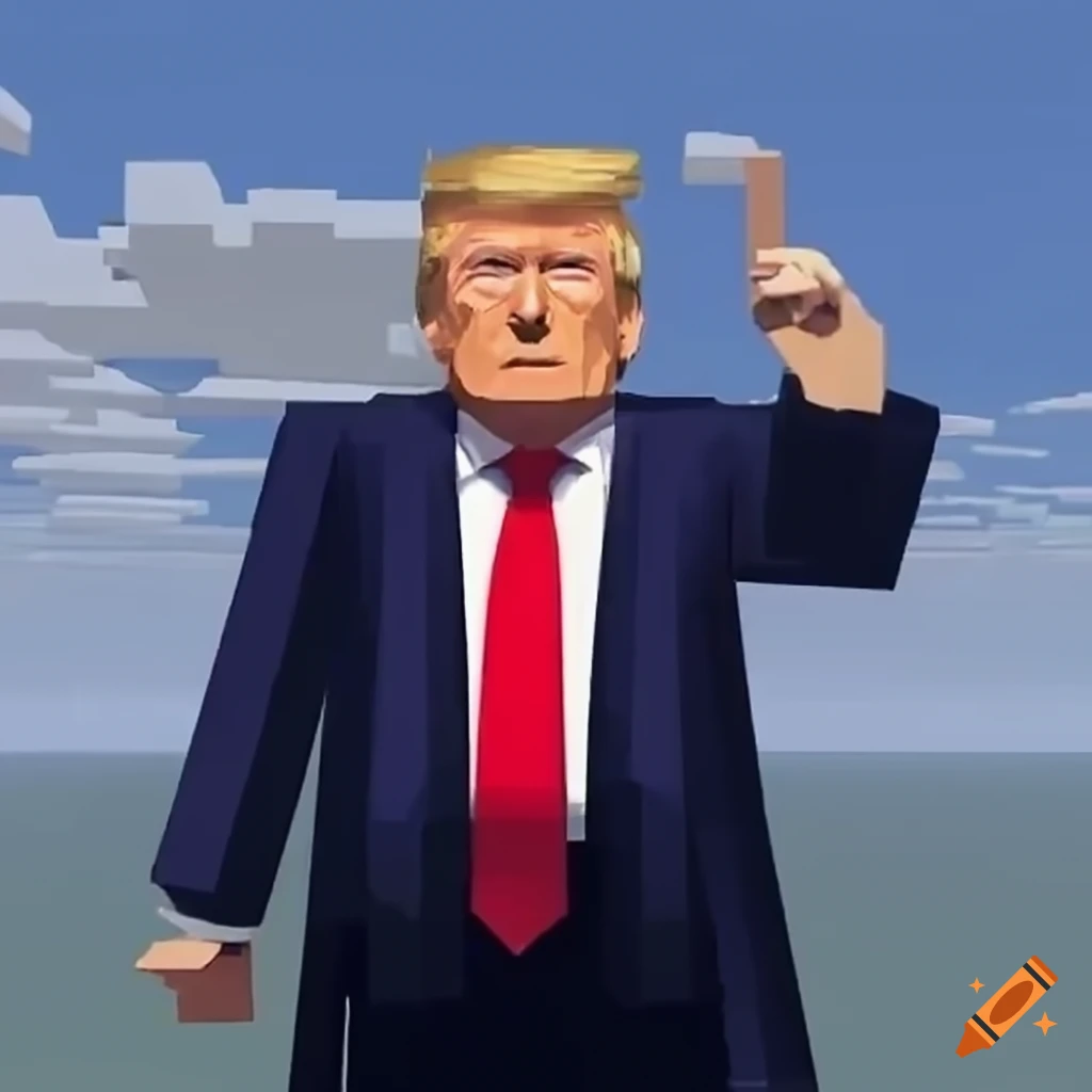 Donald trump character in minecraft on Craiyon