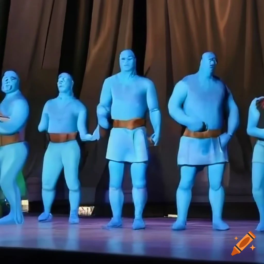 Blue shrek performing with the blue man group