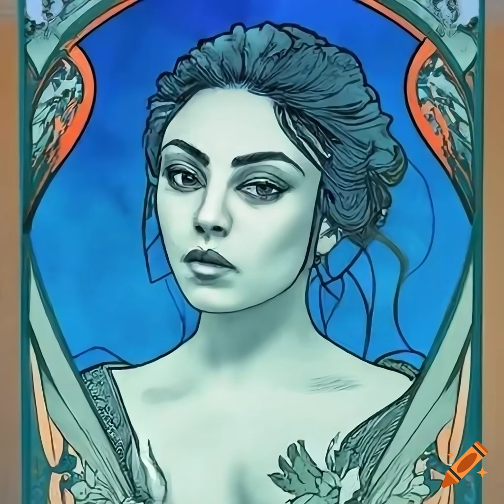 Art nouveau poster of mila kunis pixie on Craiyon