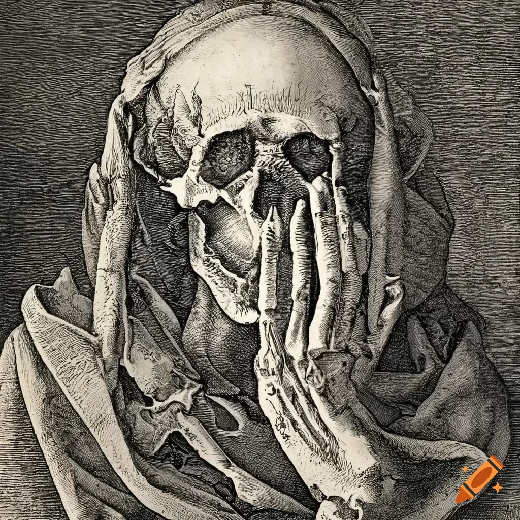 Macabre black and white engraving of death on Craiyon