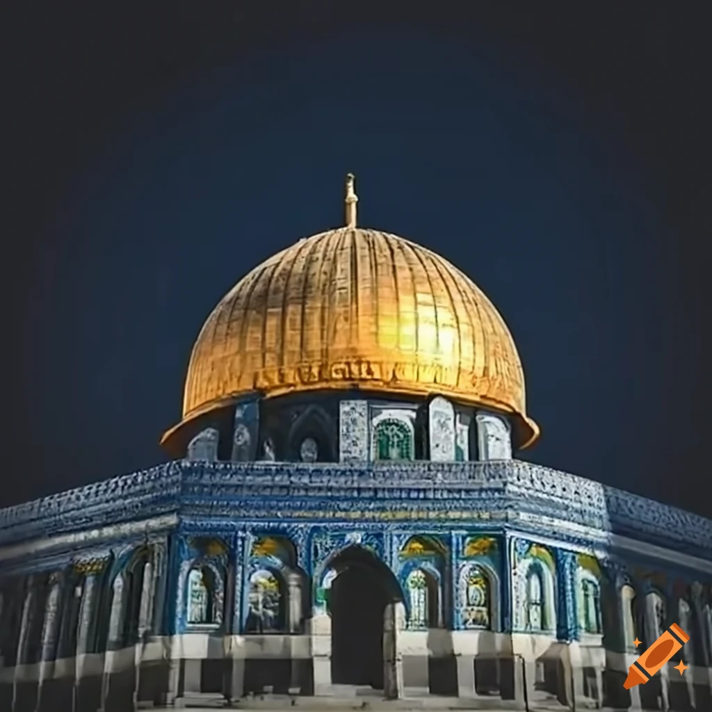 Al-aqsa mosque with two people in front on Craiyon