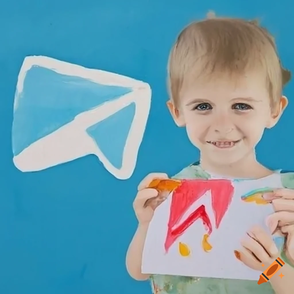Blue telegram kids painting on Craiyon