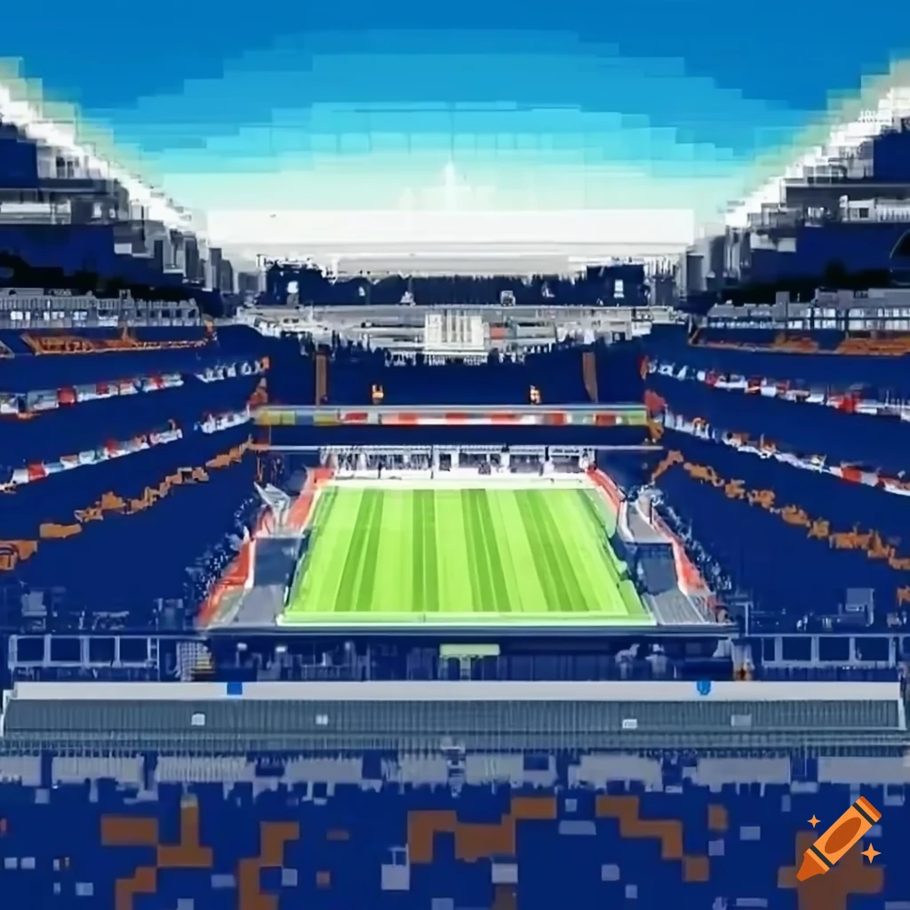 Pixel art of santiago bernabéu stadium on Craiyon