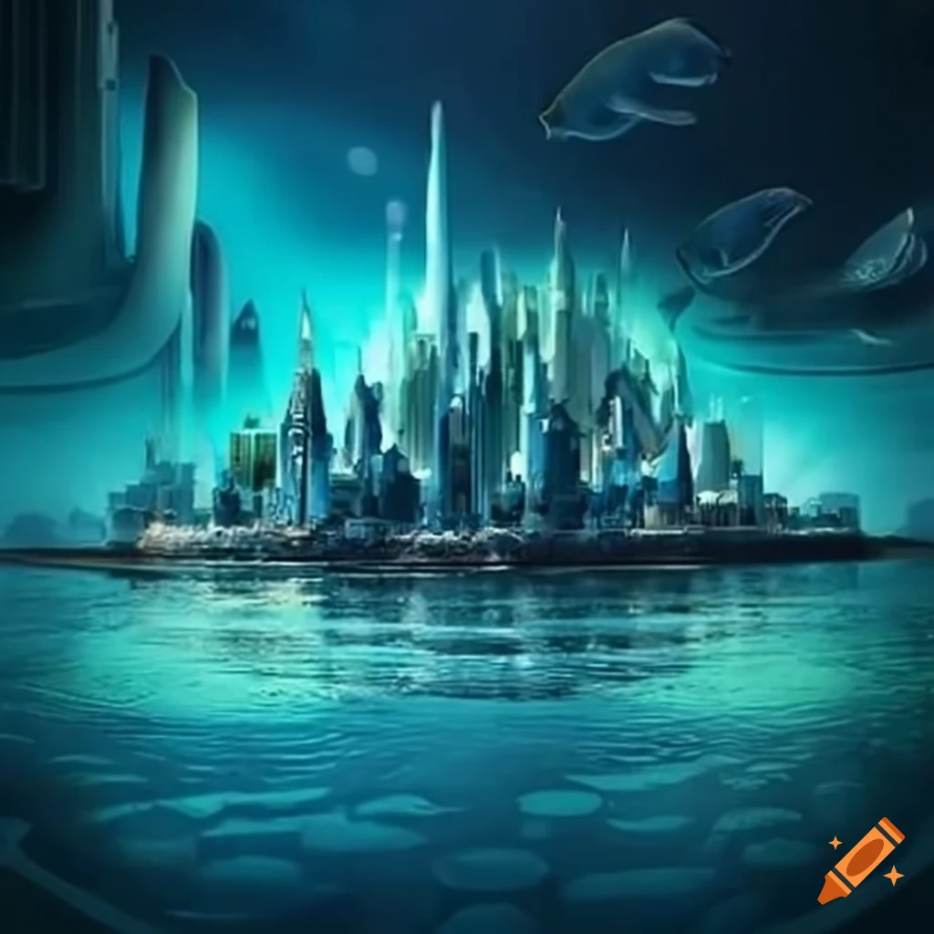 Artistic representation of an underwater city