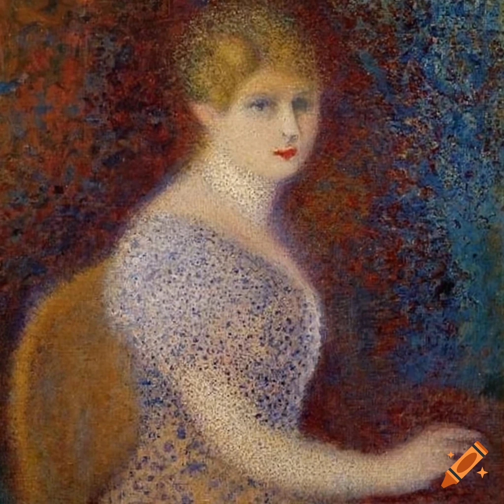 Georges seurat's pointillism painting of a noble lady on Craiyon