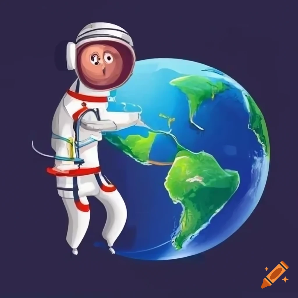 Cartoon earth with astronauts for an educational website