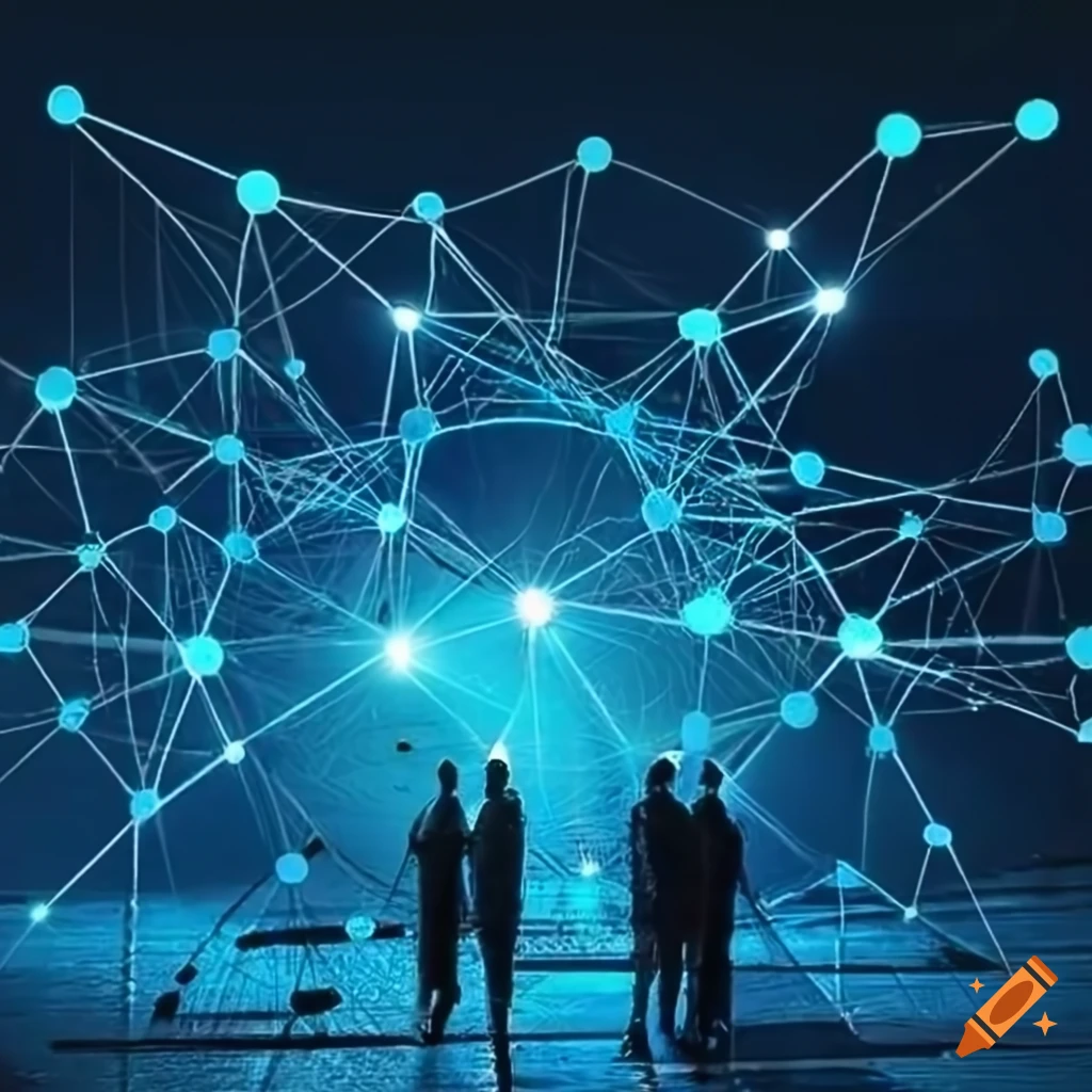 Illustration of a connected network on Craiyon