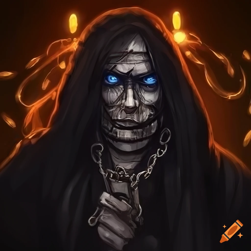 Detailed DND art of a robed man with mechanical arms on Craiyon