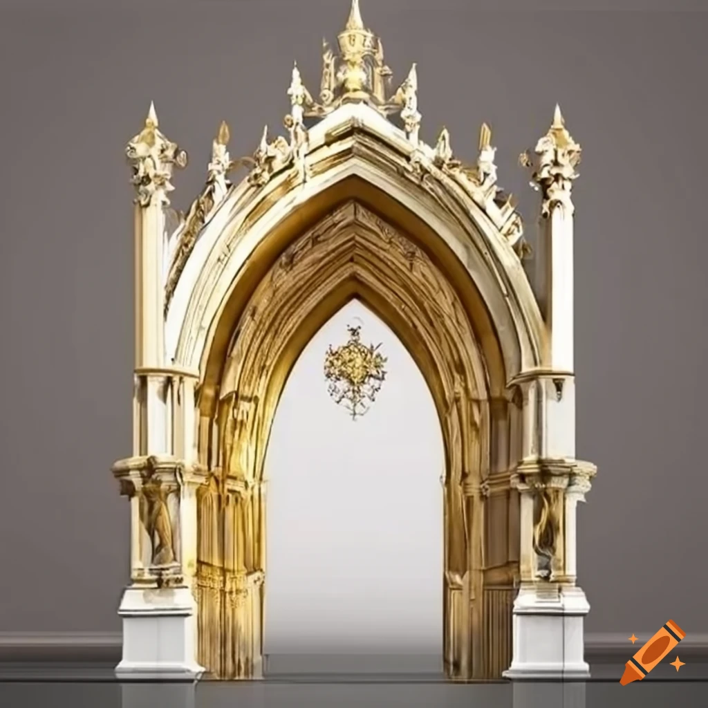 Marble and gold entrance inspired by gothic art on Craiyon