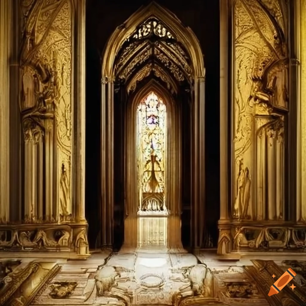 Marble and gold entrance in gothic art style on Craiyon