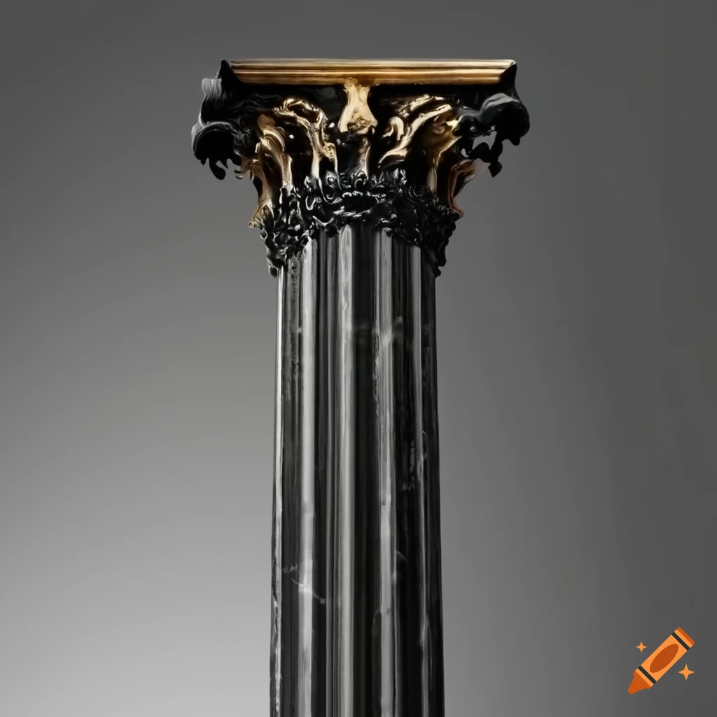 Black marble corinthian column with gold details on Craiyon