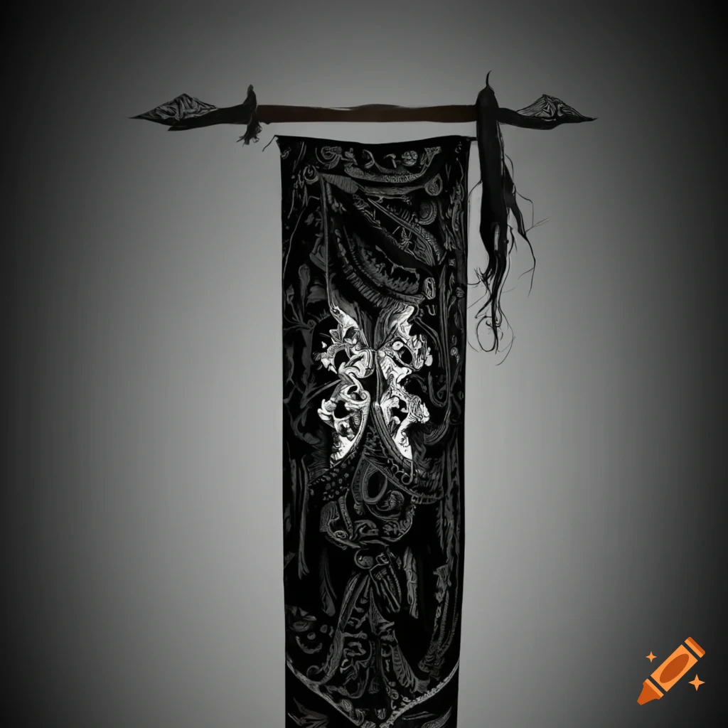 Black and white medieval banner on Craiyon