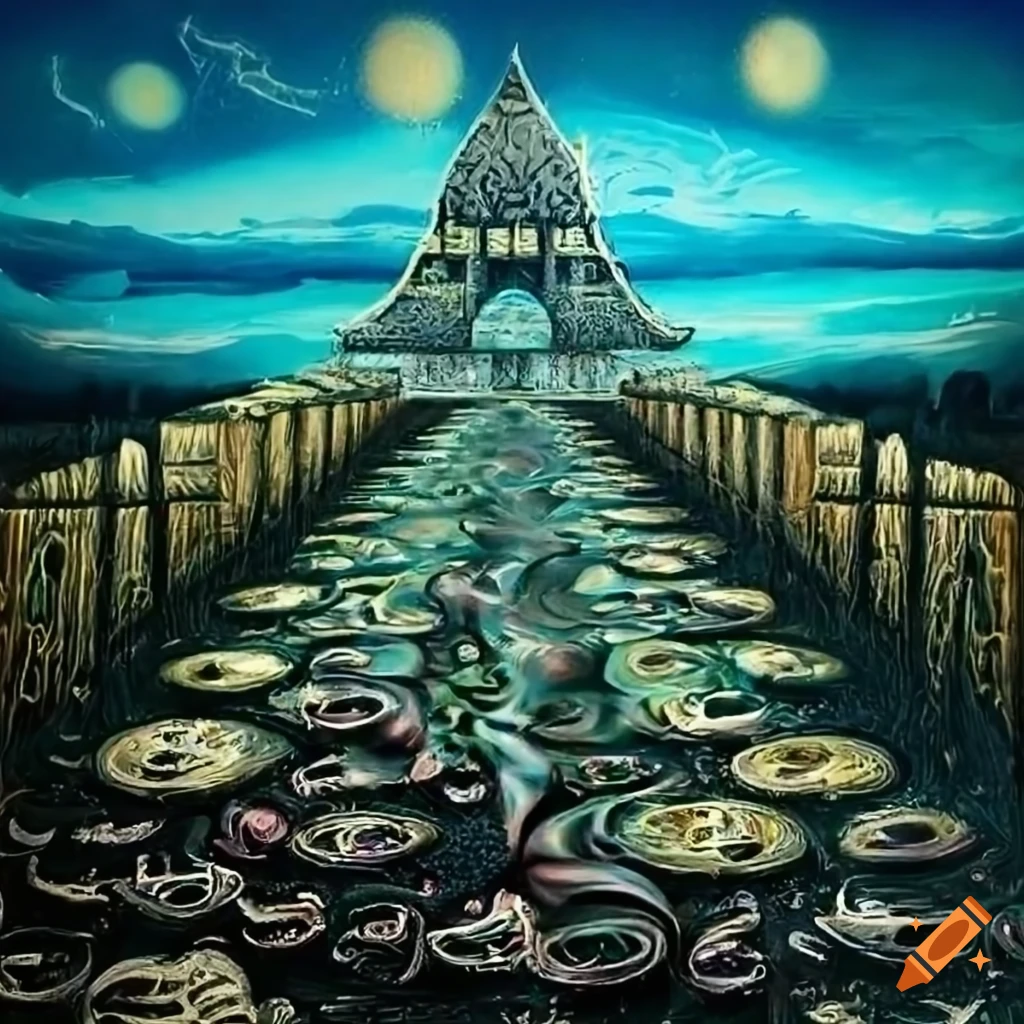 Surrealistic painting of a visionary city landscape on Craiyon