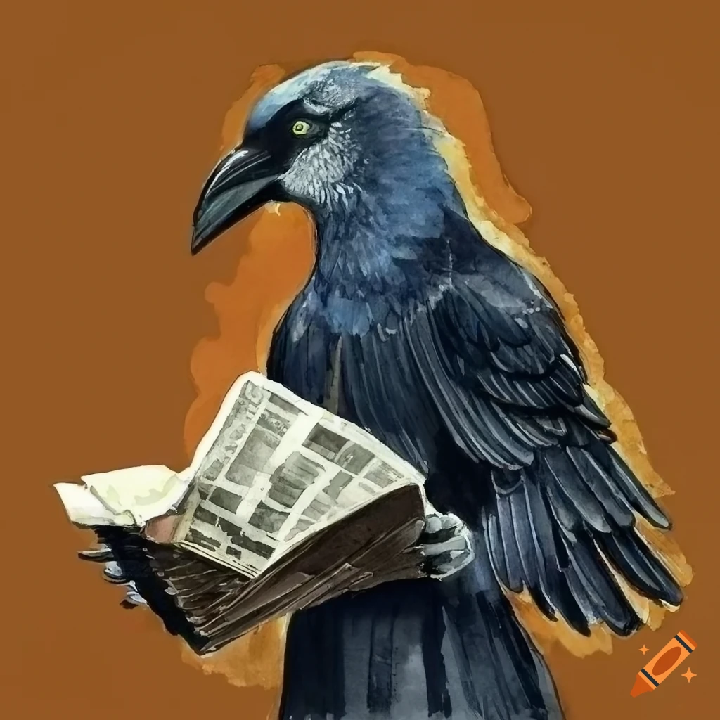 Cartoon crow holding a cigarette on Craiyon