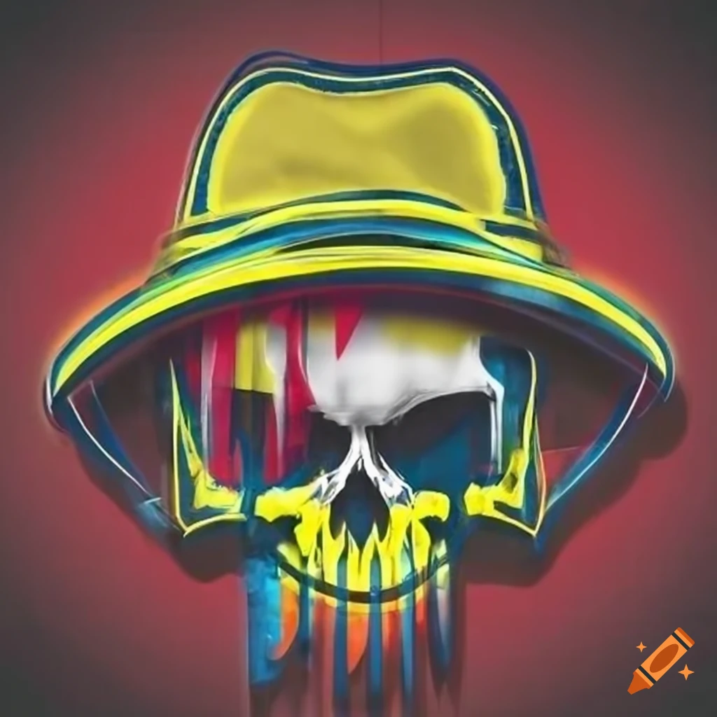 Graffiti nfl logo with skull and fedora on Craiyon