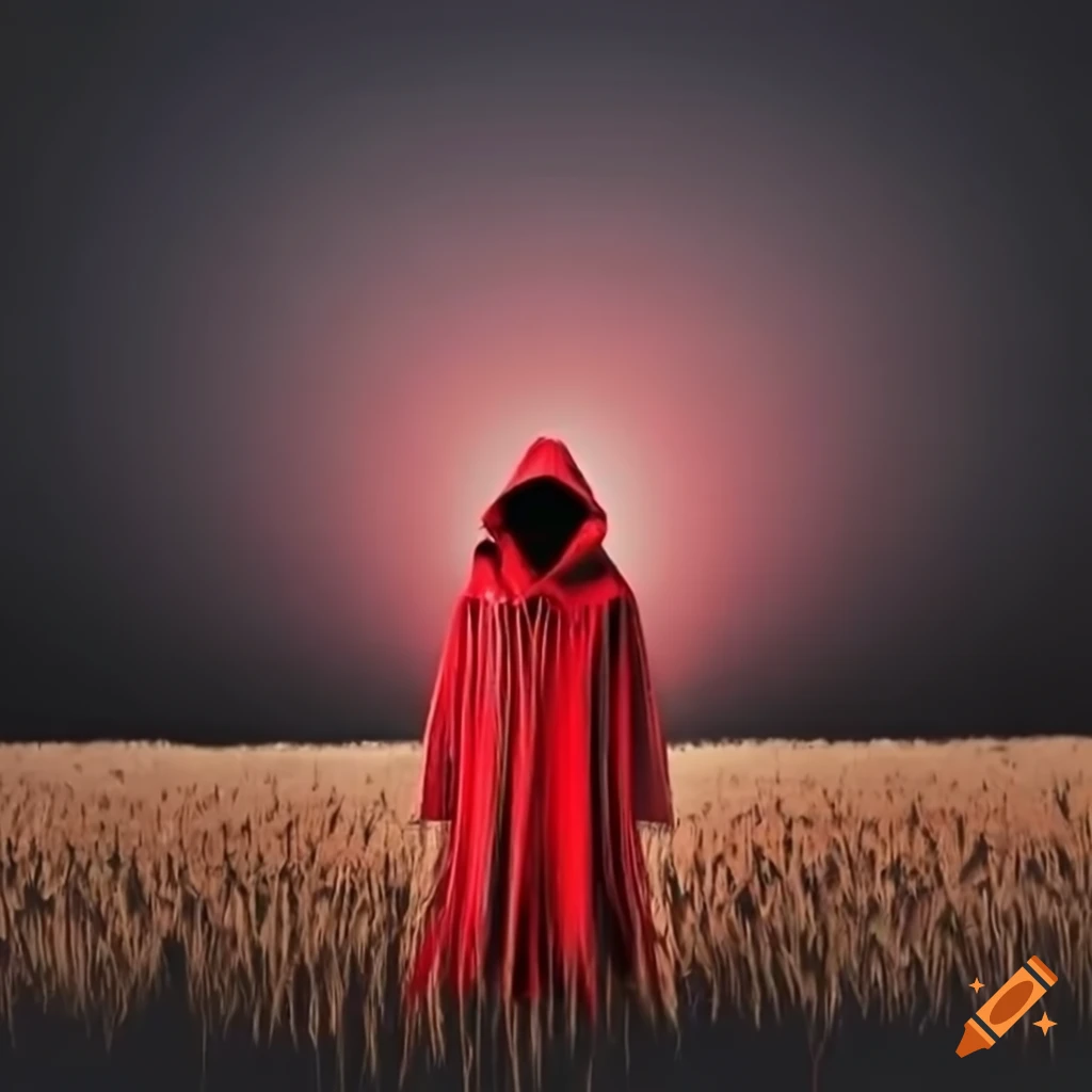 Image Of A Mysterious Hooded Figure In A Wheat Field