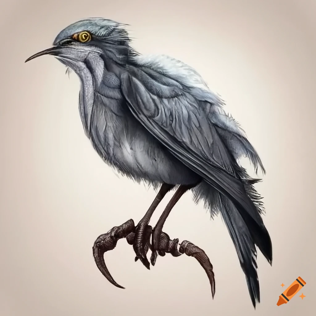 Grey bird with scorpion tail and fangs on Craiyon