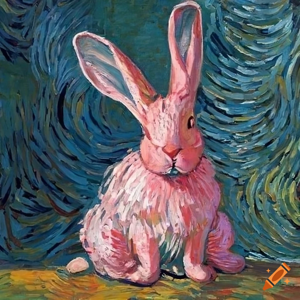 Medieval painting of detailed patchwork rabbit in field on Craiyon