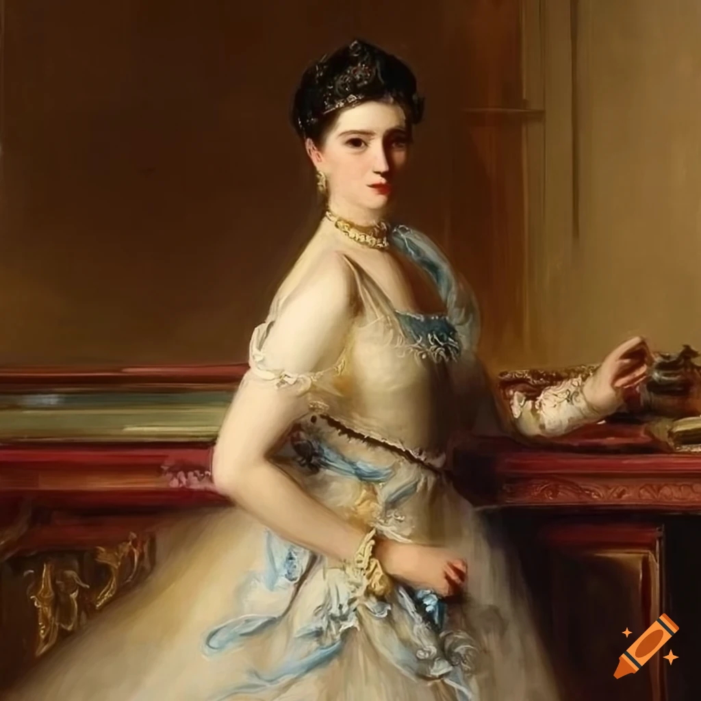 Oil painting of a noble lady in an elegant dress on Craiyon