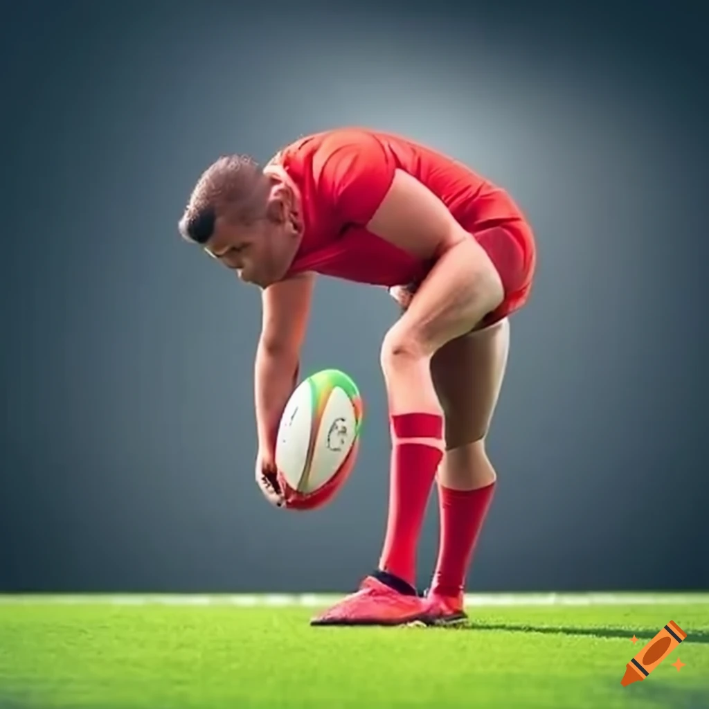 Rugby physiotherapist treating player's injury on Craiyon