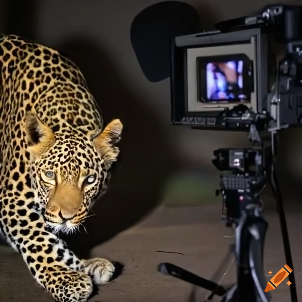Leopard filming a movie