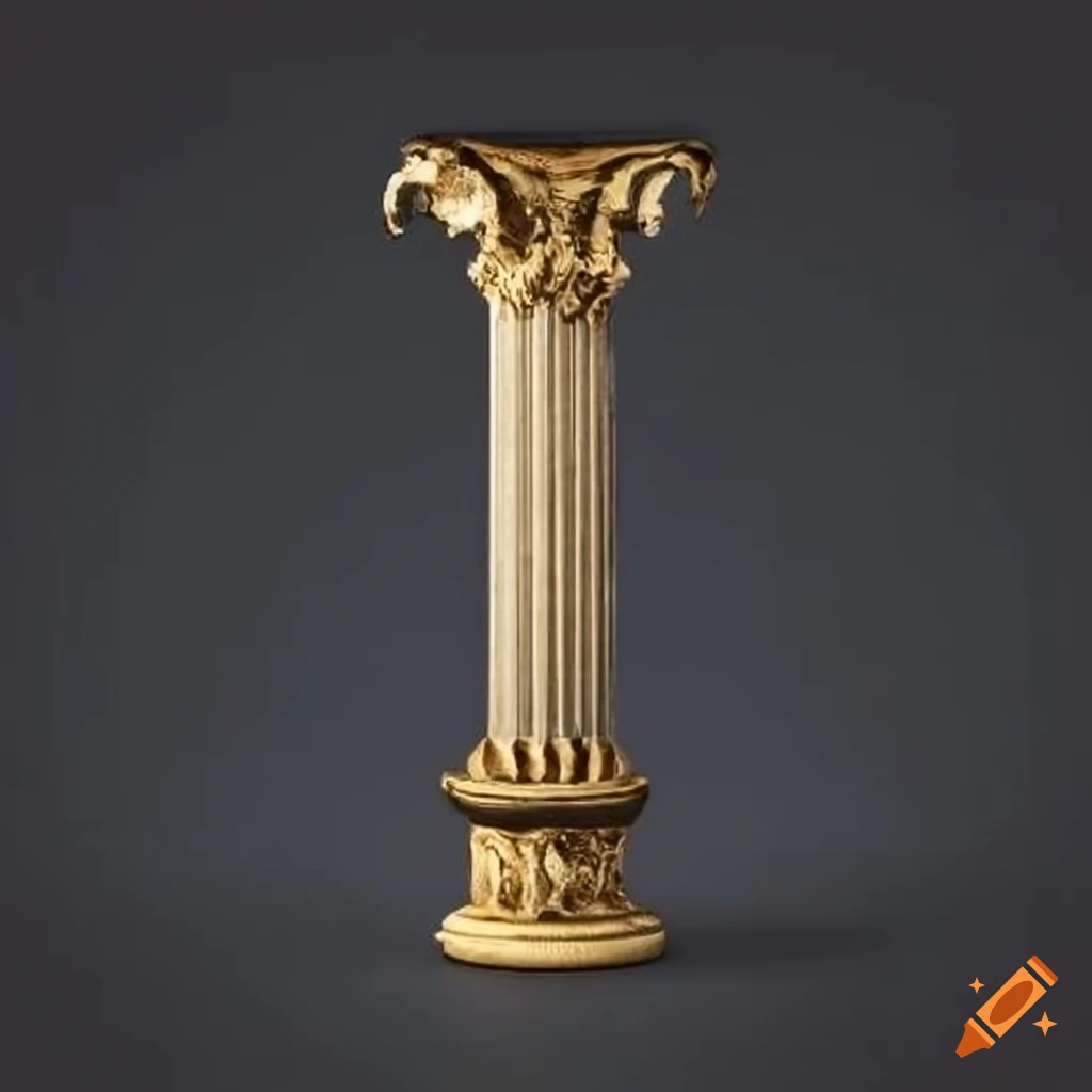 Black marble corinthian column with gold details
