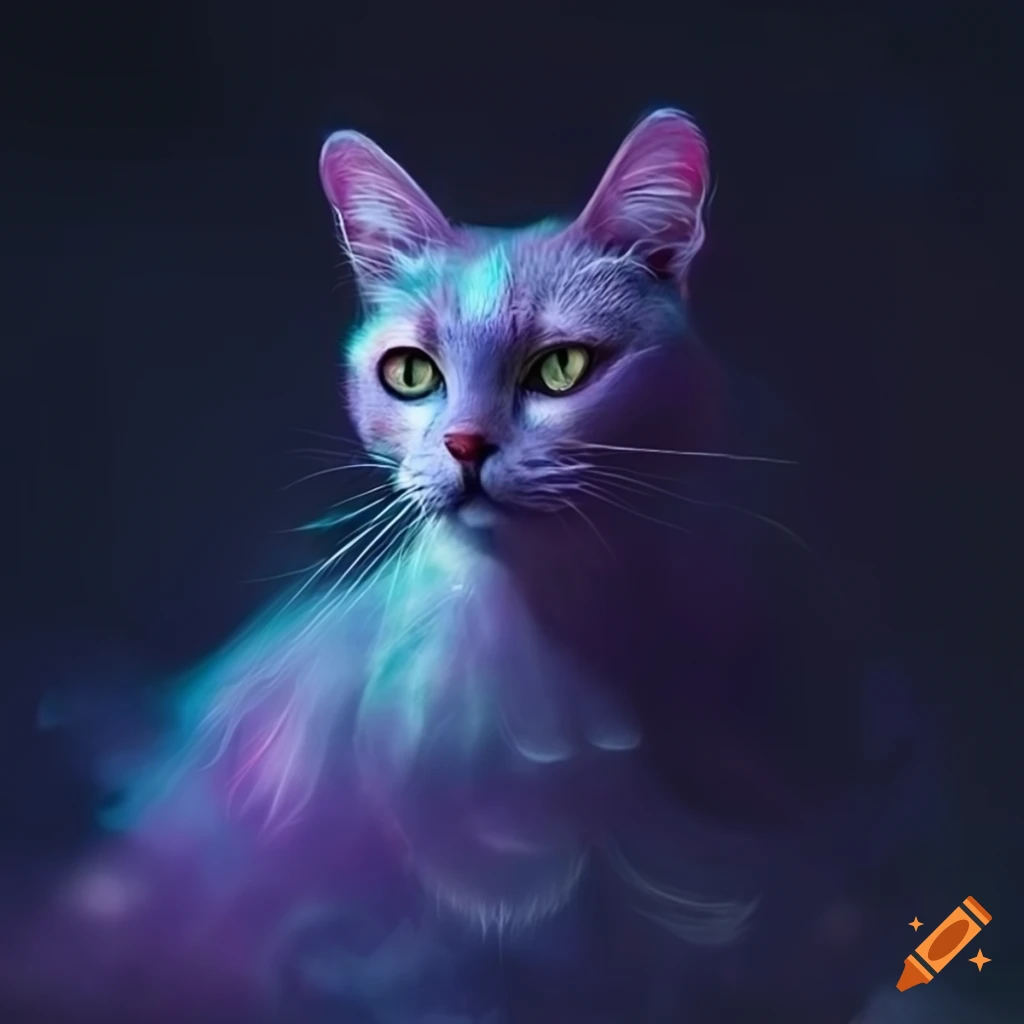 Mythical cat-like creature with sapphire blue scales and dark moth ...