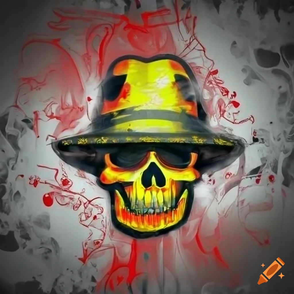 Graffiti NFL logo with skull and fedora on Craiyon