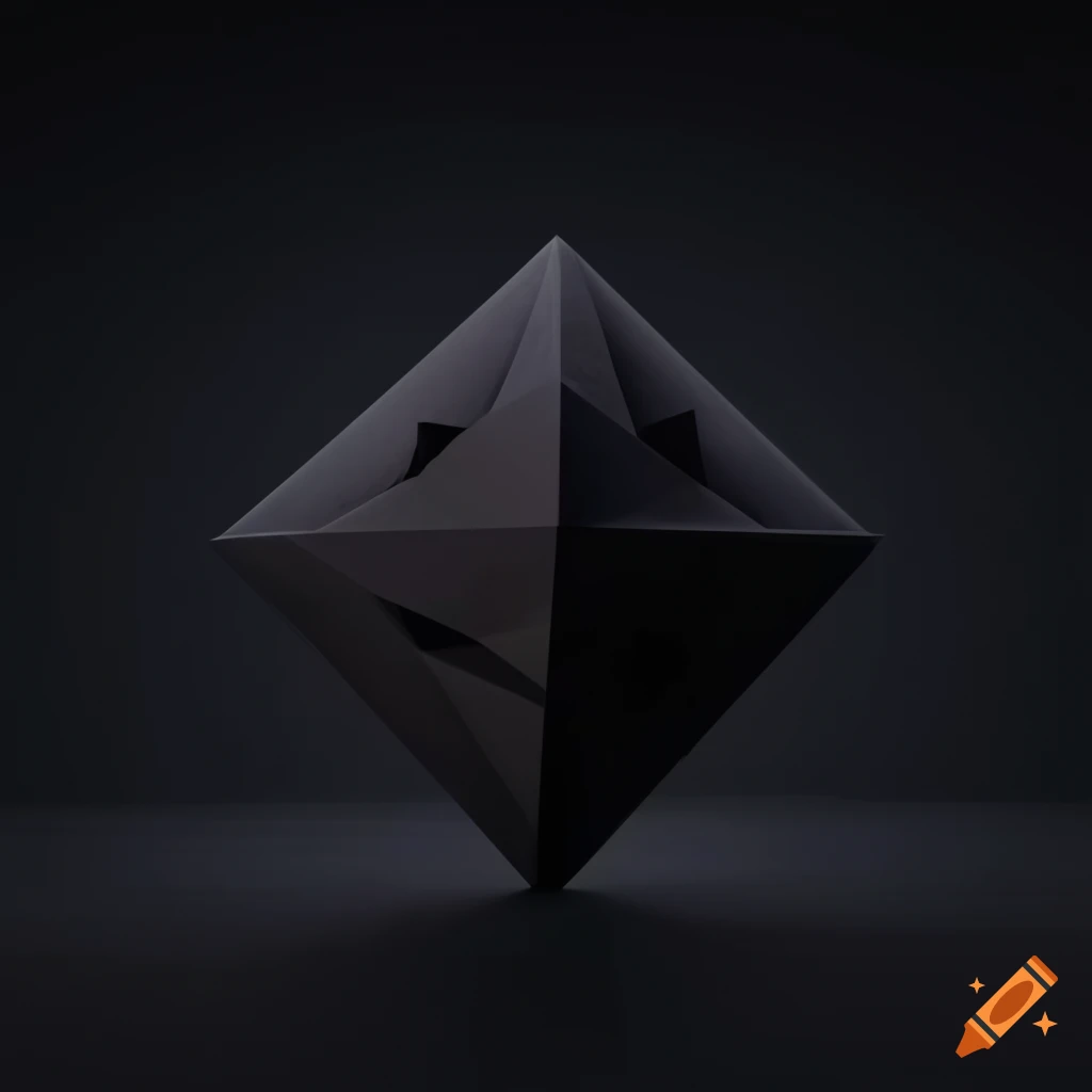 Dark abstract 3d tetrahedron on Craiyon