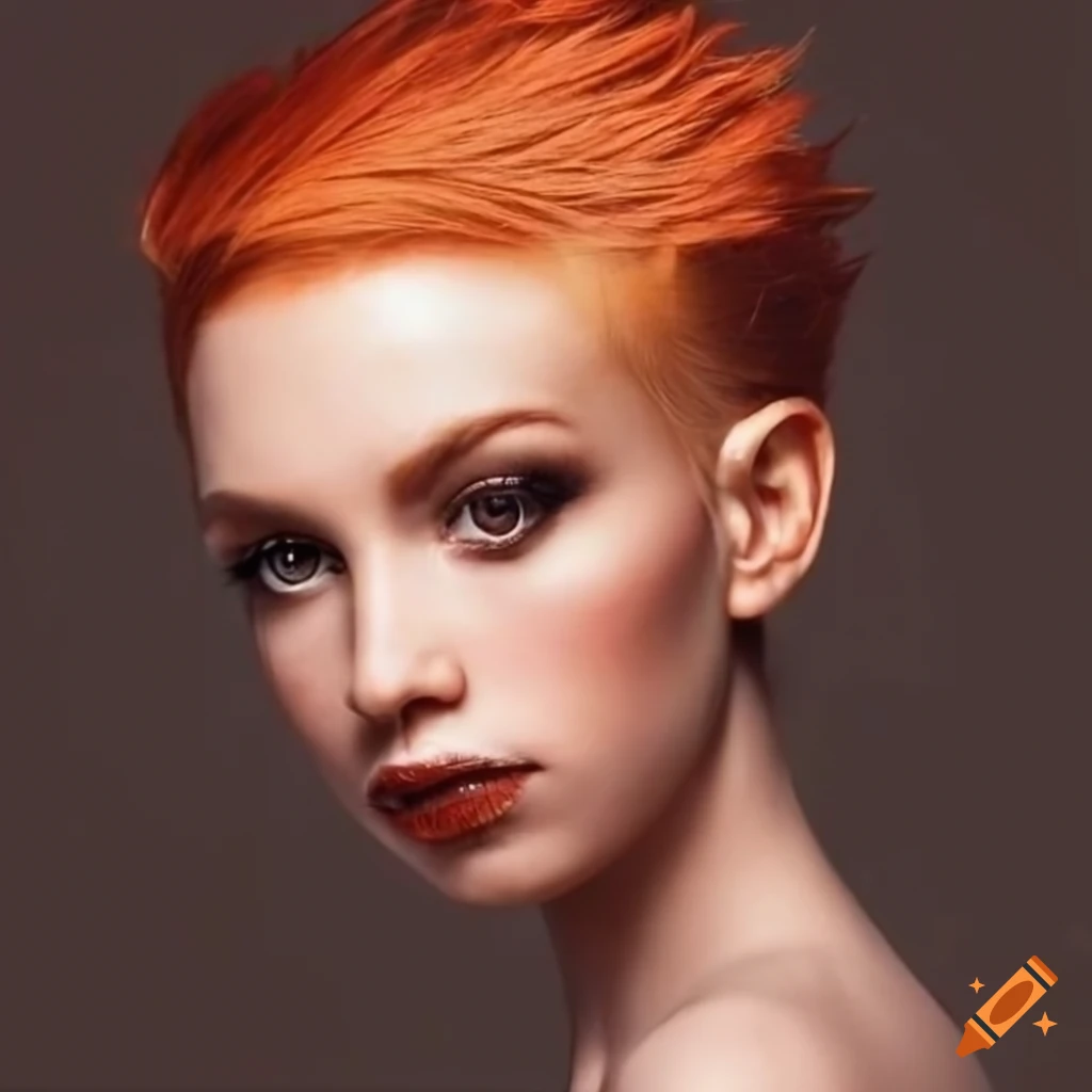 Portrait of a young woman with spiked red hair on Craiyon
