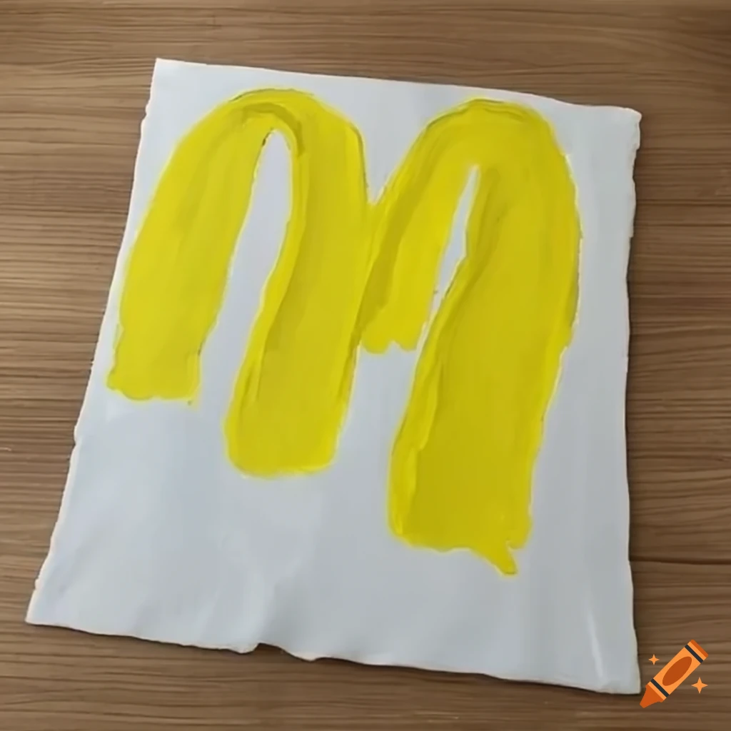 Kids painting of a yellow mcdonalds logo