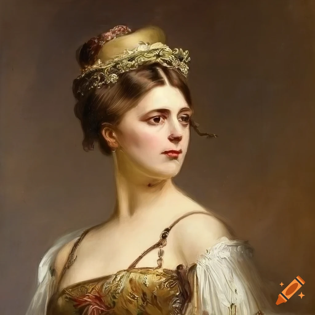 Oil painting of a noble lady in an elegant dress on Craiyon