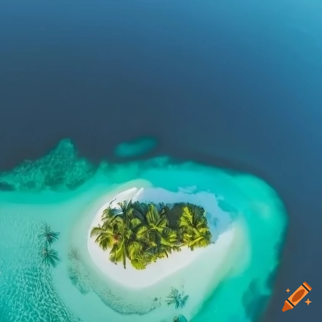 Aerial view of tropical islands in a light blue ocean on Craiyon
