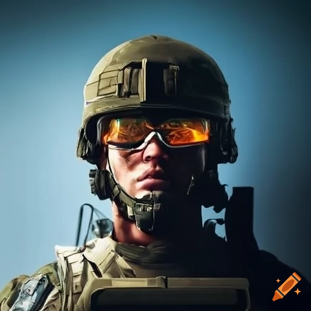 Skilled soldier keeping watch