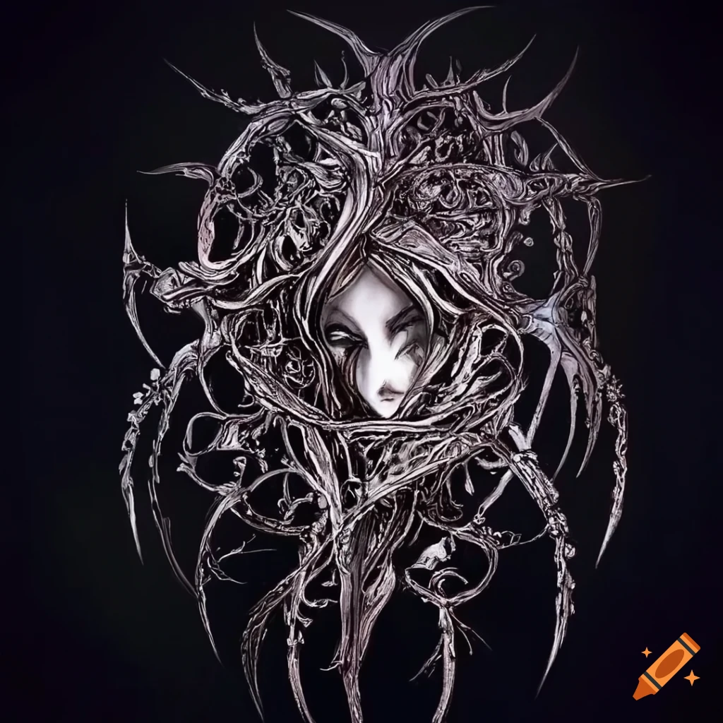 Intricate abstract metal logo design on Craiyon