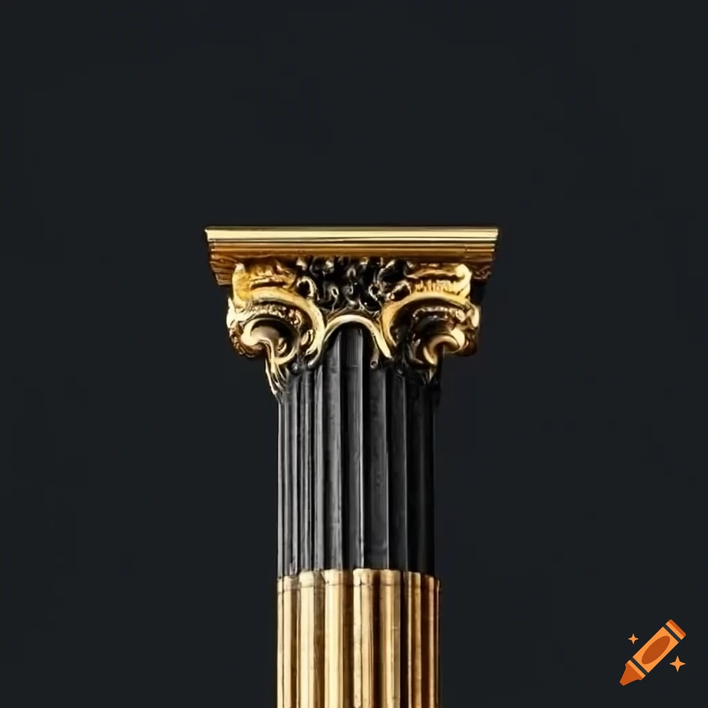 Black marble corinthian column with gold details
