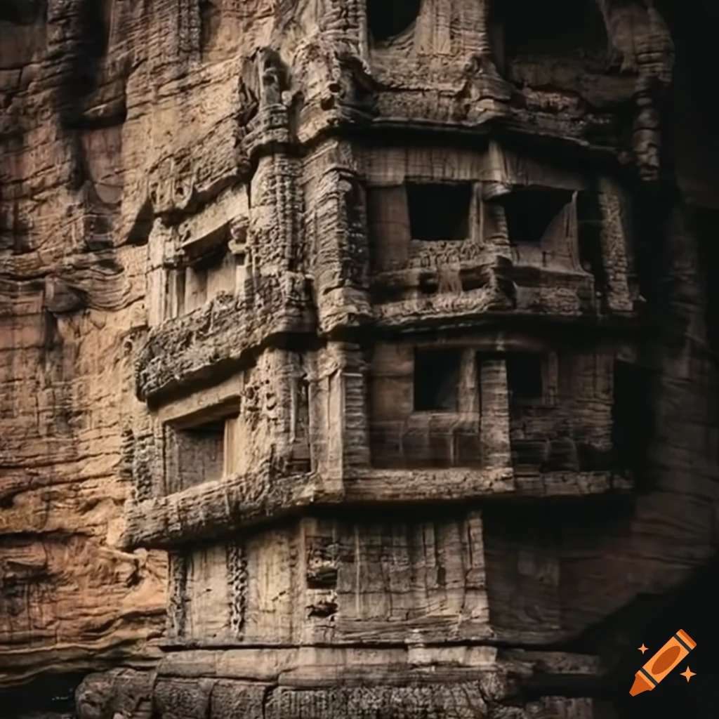Image of a massive stone temple on a cliff on Craiyon