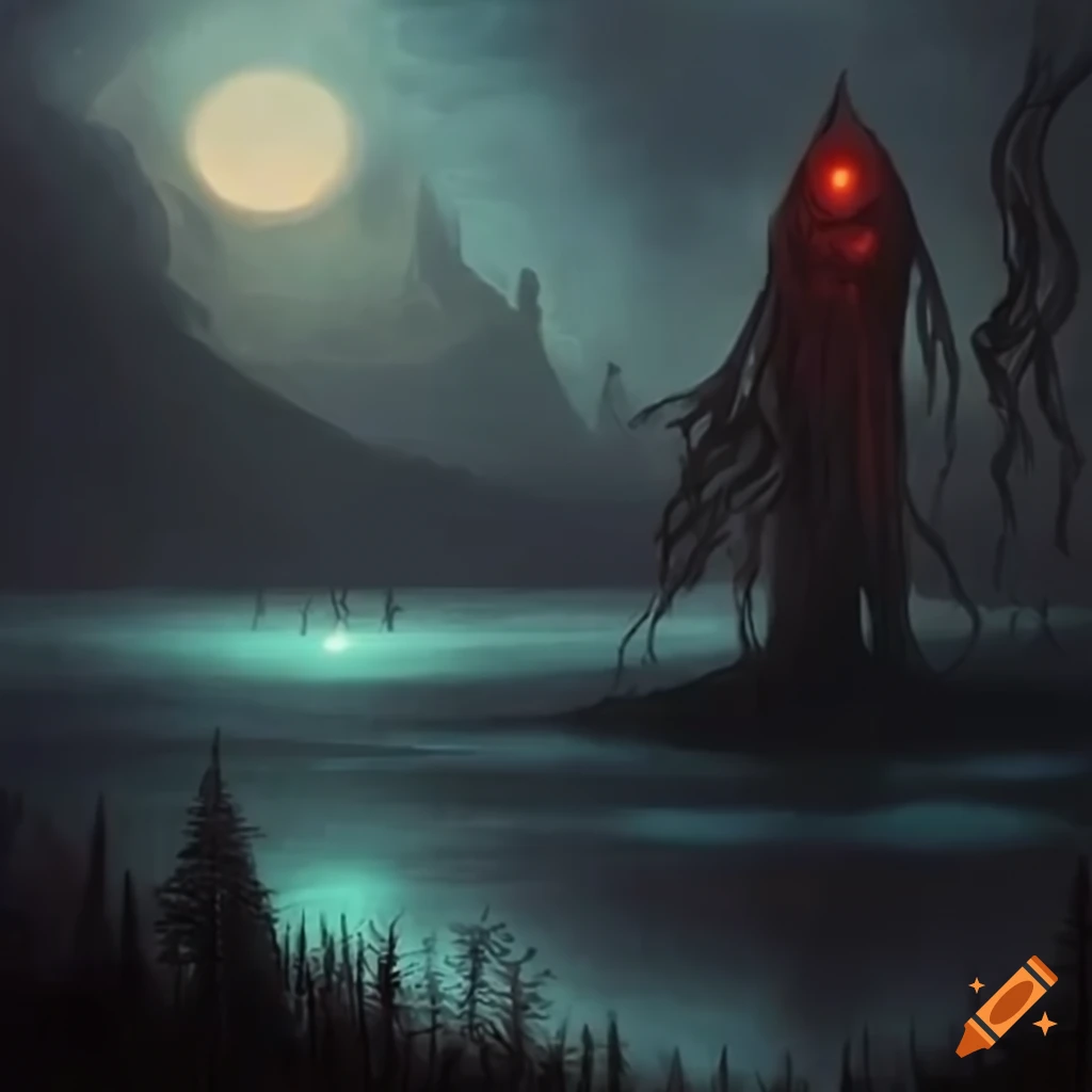 Painting of vecna as the loch ness monster