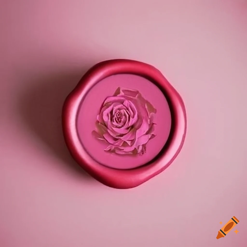Pink wax seal with flower embellishment on Craiyon