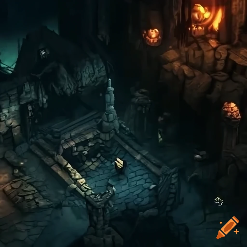 Detailed 3D isometric map of a spooky town in a forest on Craiyon