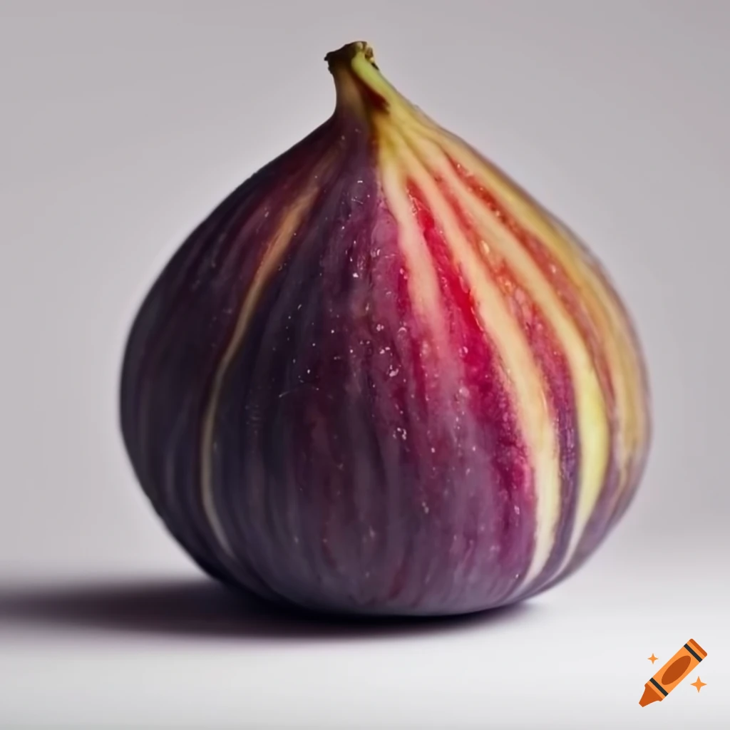 Arrangement of colorful figs on a white background